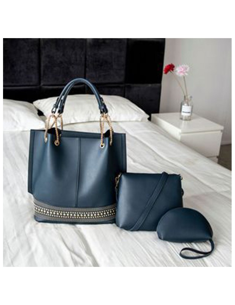 CARTERA DE DAMA CON TACHAS MODERNA SET COMPLETO