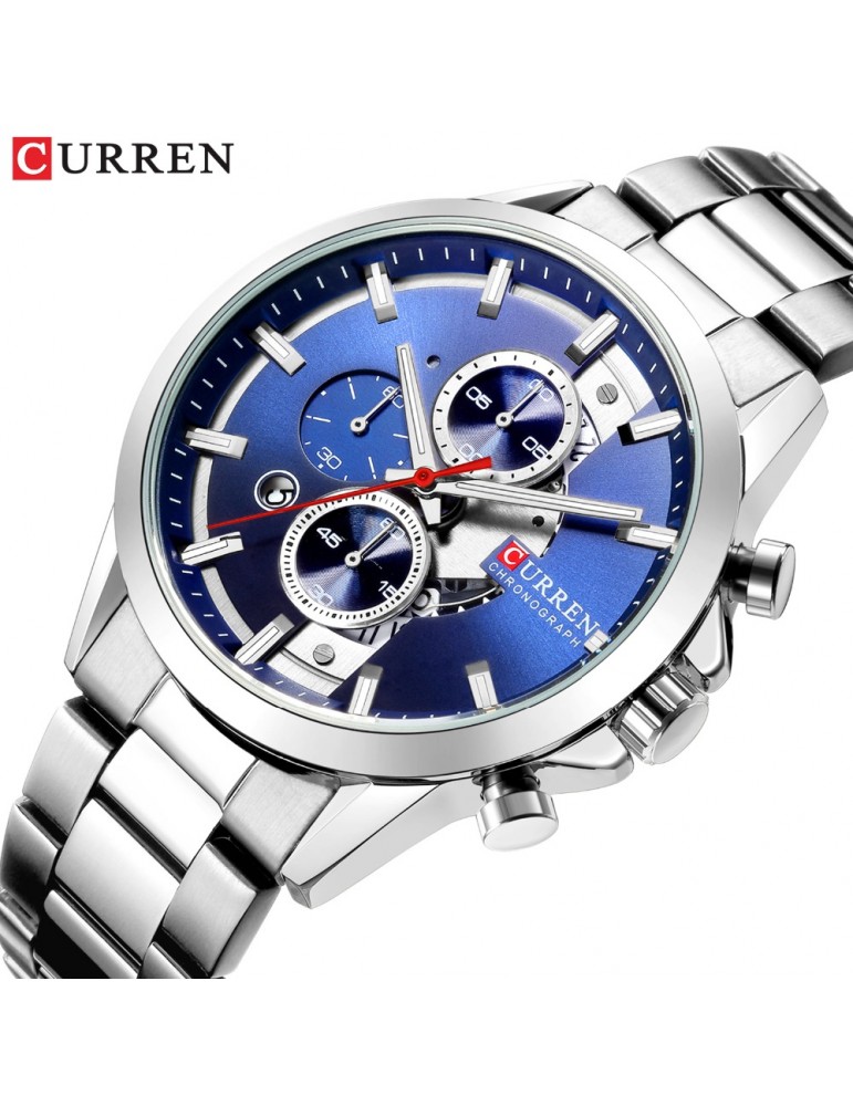 RELOJ CURREN PARA CABALLERO DE ACERO FONDO AZUL