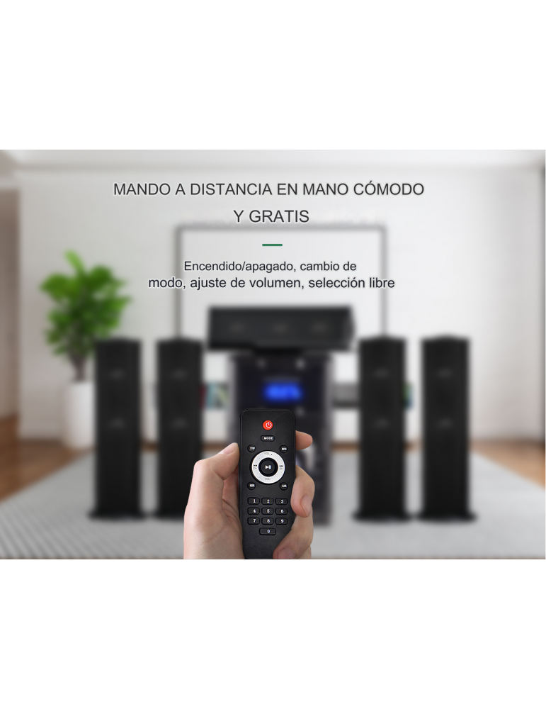 EQUIPO DE AUDIO 5.1 HOME THEATRE, SUBWOOFER, BLUETOOTH, FM, USB